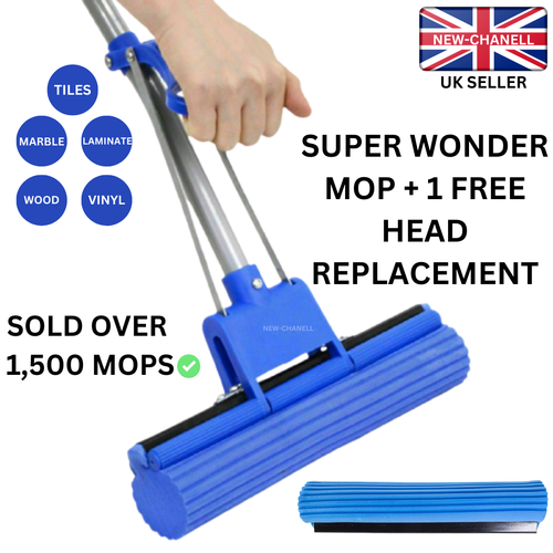Super Wonder Mop Pro Ultra Absorbing Drying Sponge Telescopic Handle ...