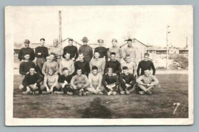 Early Football Team & Army Ranger Uniform Boy RPPC Sports Handsome ...