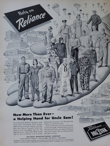 1944 Reliance Manufacturing Company Military Uniforms Big Yank Vintage ...