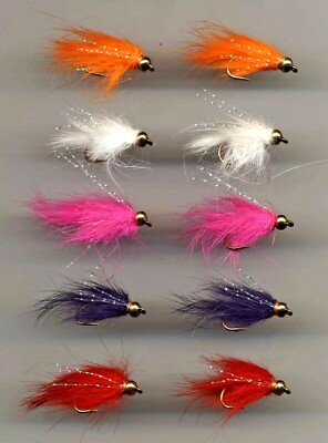 Trout Flies: Mini Minkies 4mm Gold Heads x10 size 8Mustad -30mm Long ...