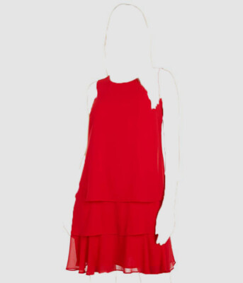 $155 Ralph Lauren Women's Red Sleeveless Ruffle Tiered Tyree Day Dress ...