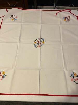 Vintage Hand Embroidered Bridge Card Party Card Table Cover Topper ...