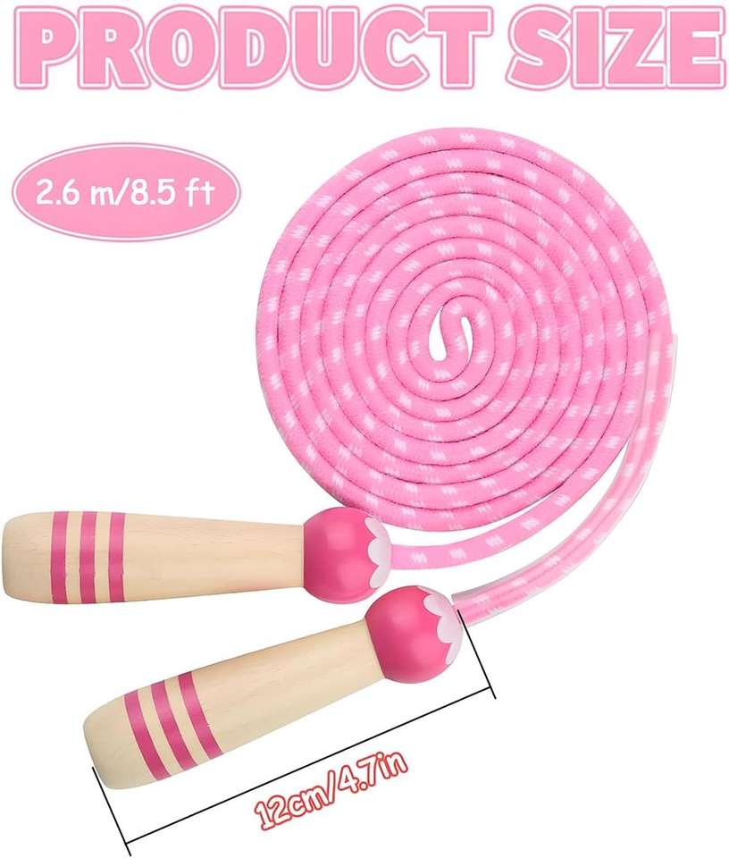 JZS Jump Rope for Kids-Adjustable Cotton Braided Skipping Rope with ...