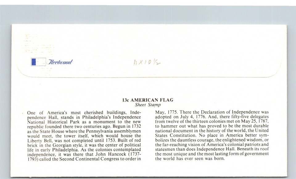 S07-1411, FLAG OVER INDEPENDENCE HALL, FLEETWOOD FIRST DAY COVER | eBay