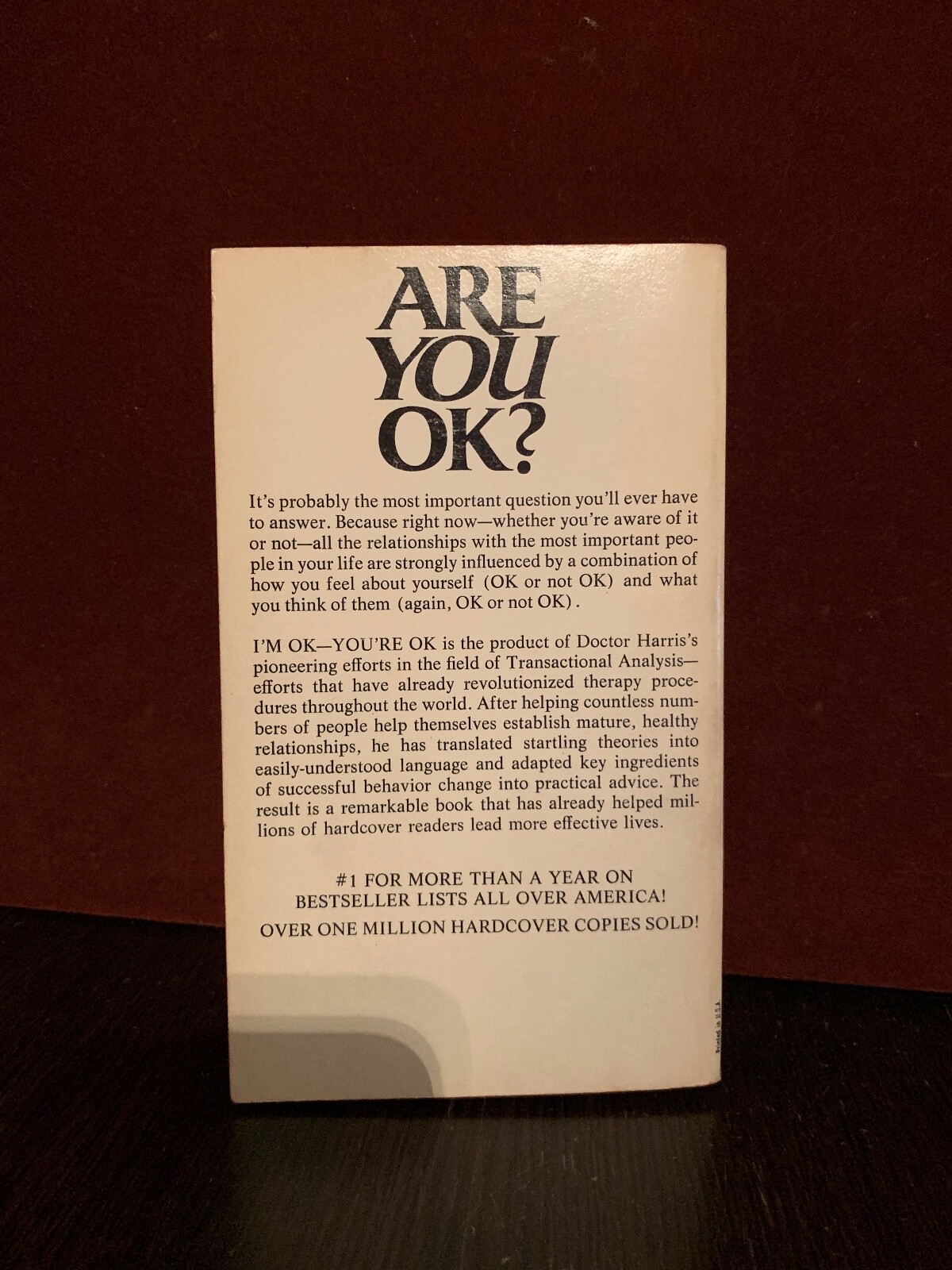 I'm Ok You're Ok T by Thomas A. Harris MD 1969 PB | eBay