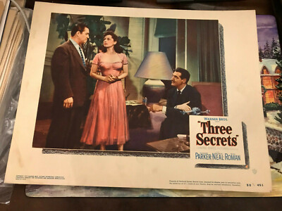 Three Secrets 1950 Warner Brothers 11x14" lobby card Ruth Roman Ted de ...