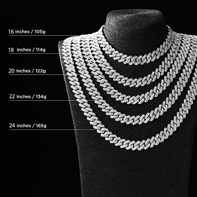 Luxury Iced Gold Silver Plated Simulated Diamond Zig Zag Cuban Chain ...