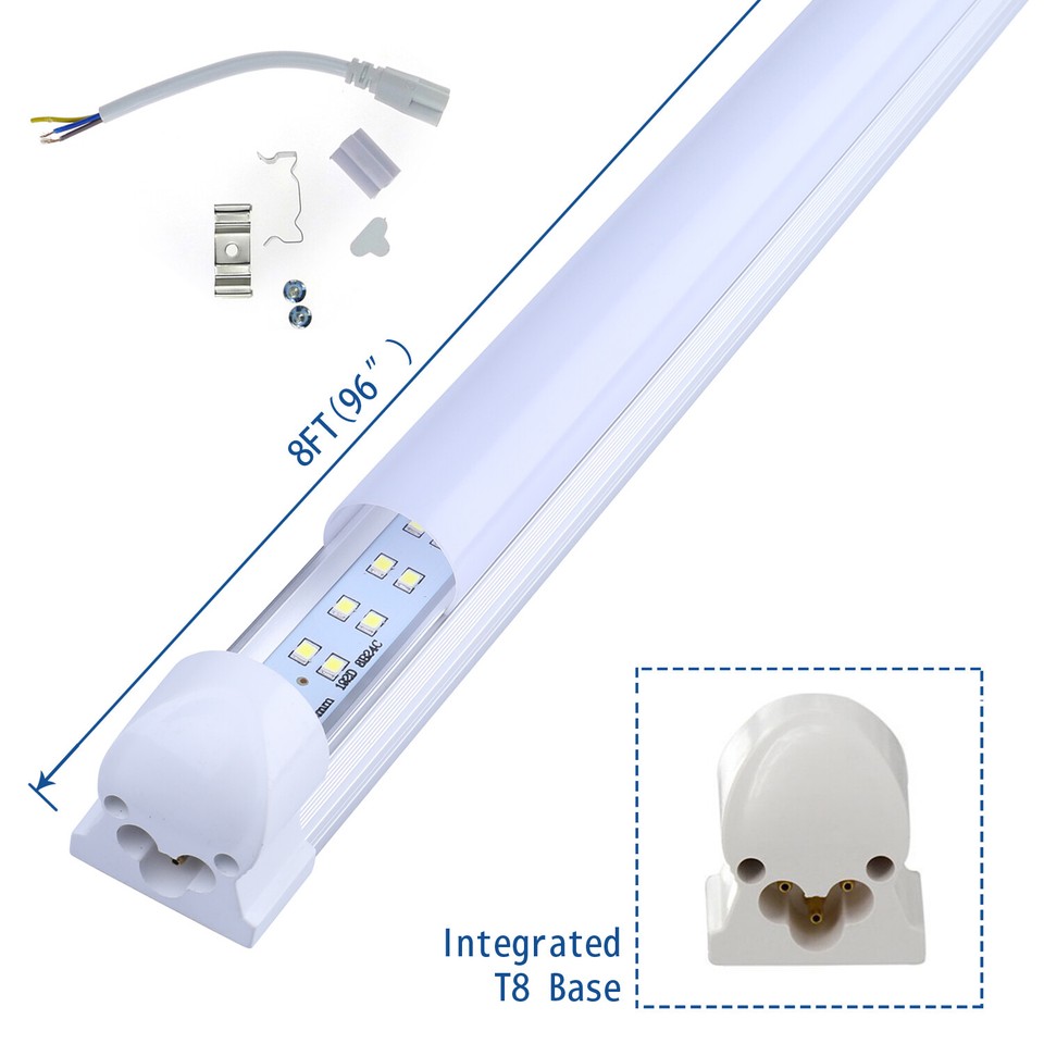 8FT 72W LED Tube Light T8 Integrated 8 Foot Double Row 8' LED Shop ...