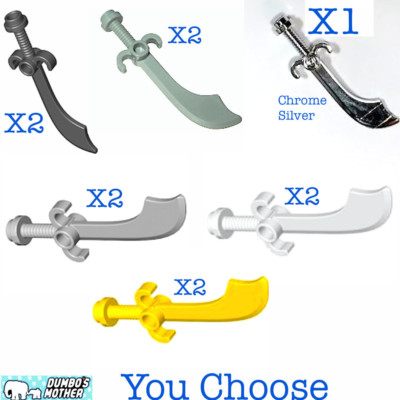 Lego Ninja Scimitar Sword minifigure Weapon Black White Gray Chrome ...