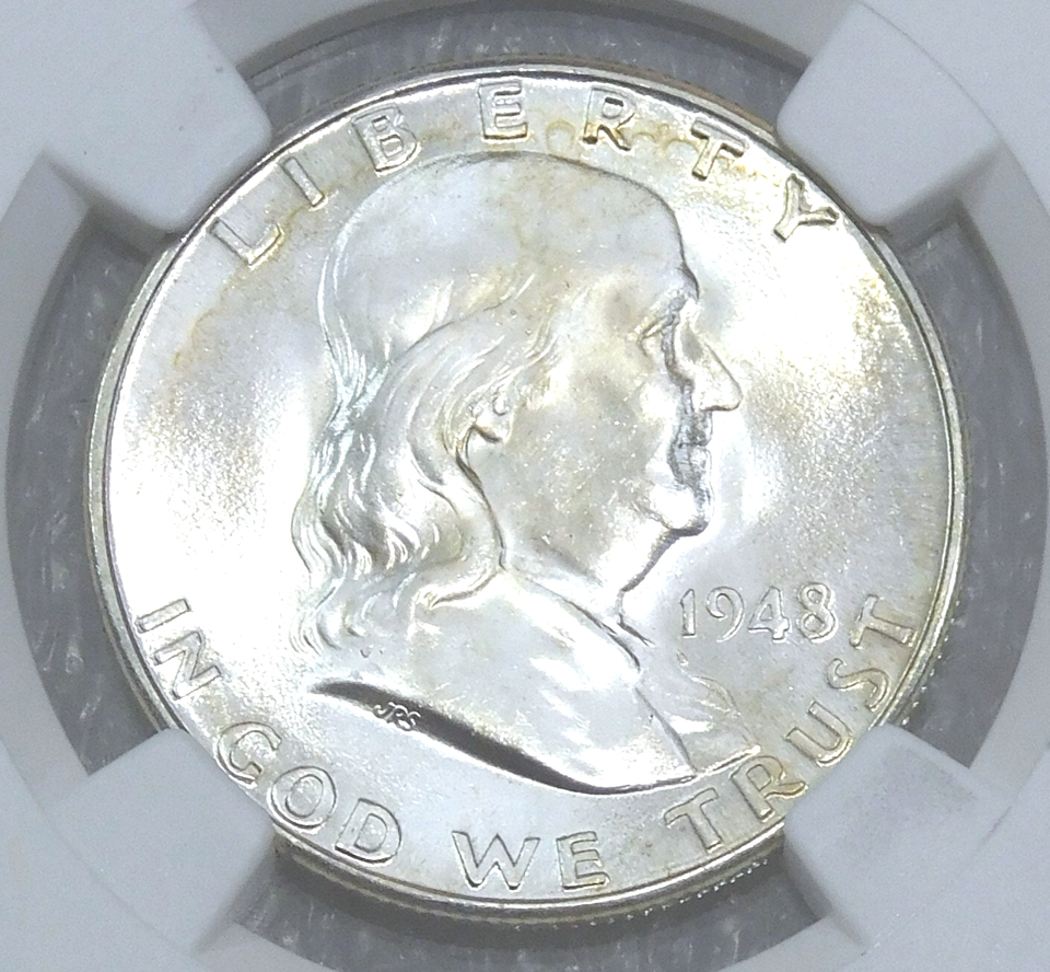 1948 D Franklin Half Dollar NGC MS64FBL Full Bell Lines Frosty Just ...