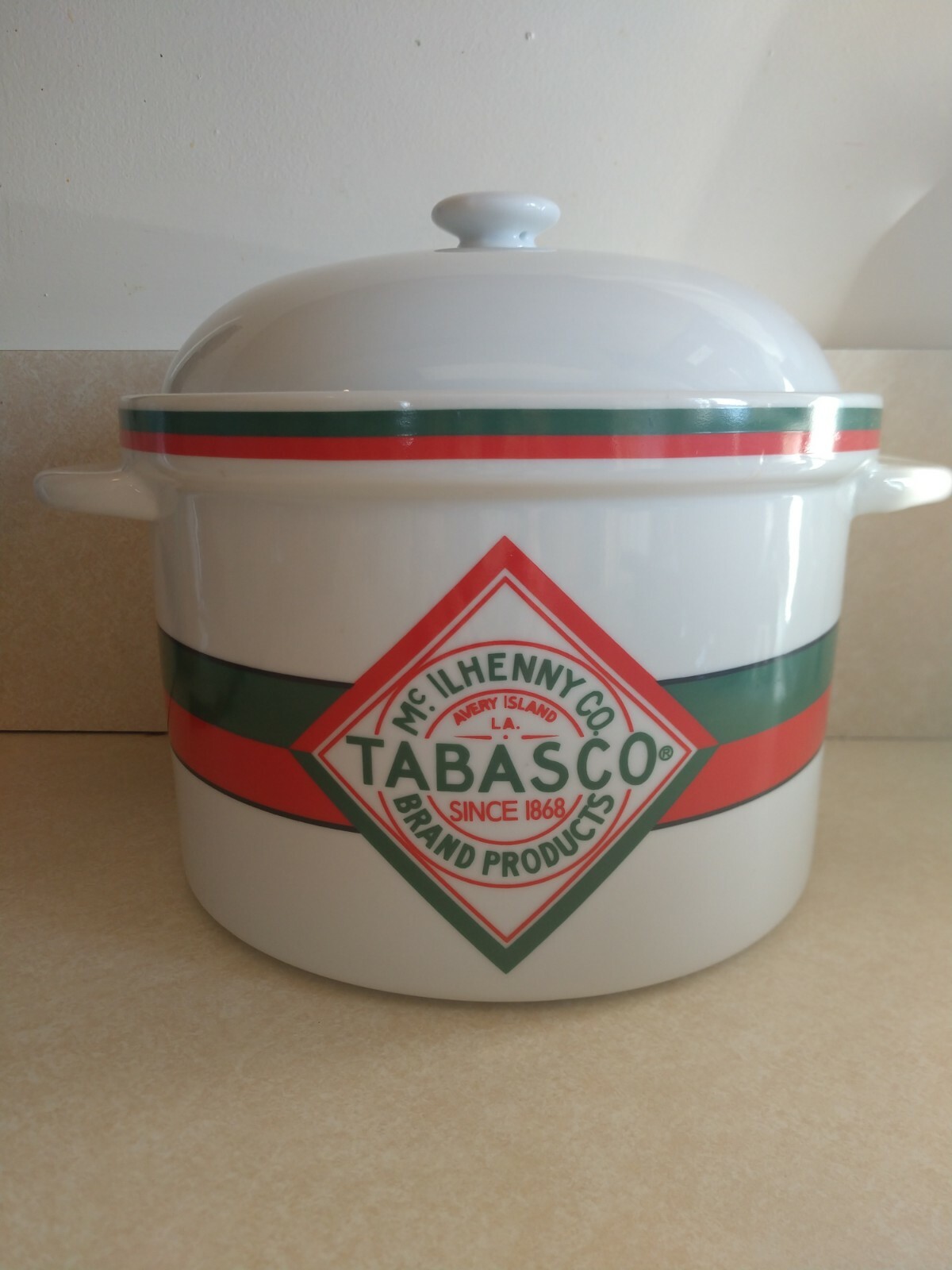 McIlhenny Tabasco 2 1/2 Qt Soup Chili Beans Ceramic Tureen Pot w/Lid ...