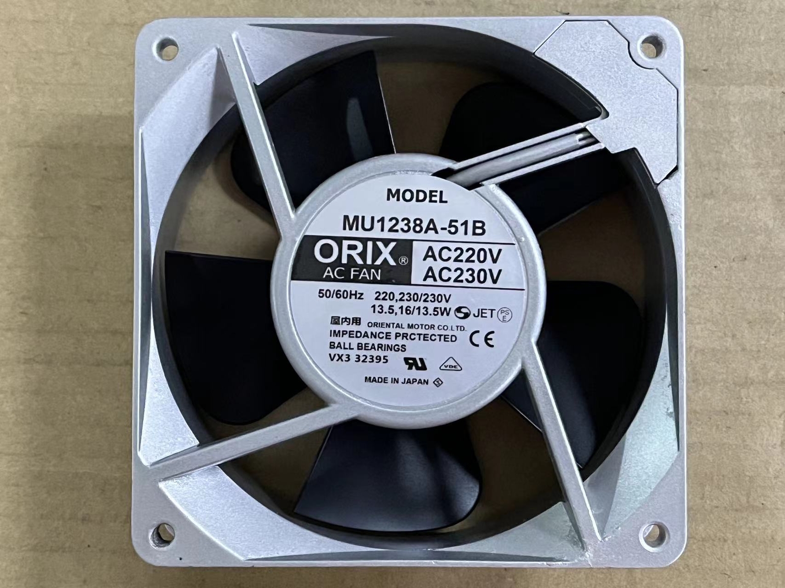 ORIX MU1238A-51B Aluminum frame cooling fan AC220/230V 14/16W 120*120 ...