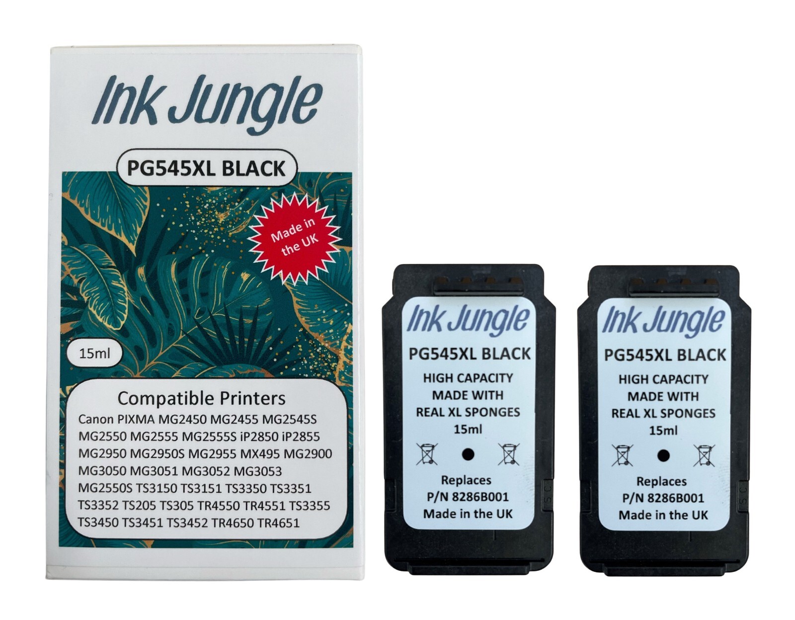 2x PG545XL Black Refilled Ink Cartridges For Canon PIXMA TS3350 Printer ...