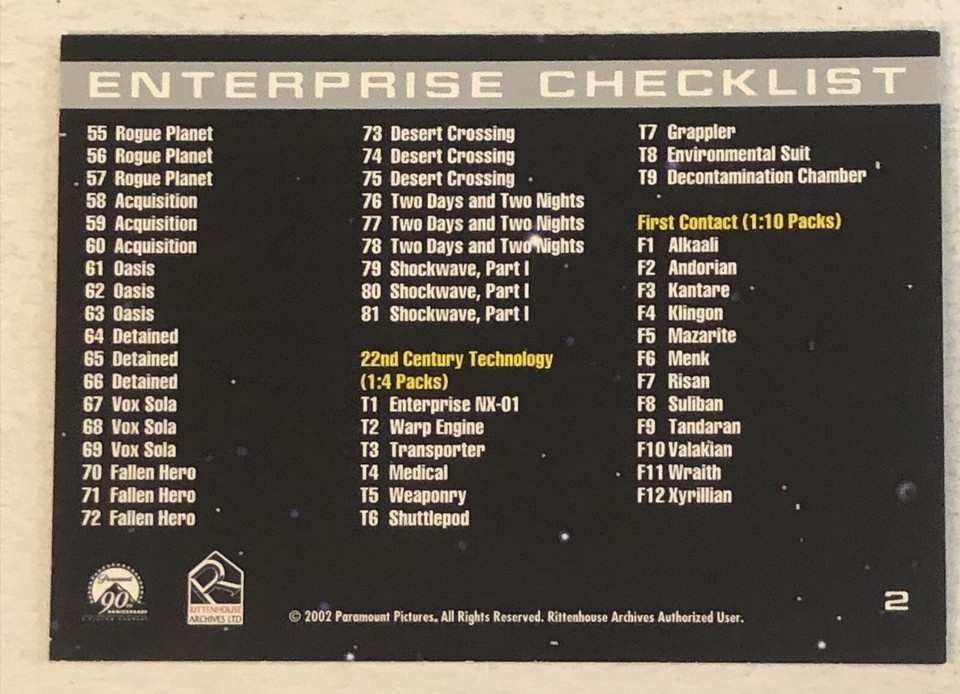 Star Trek Enterprise Trading Card #2 Scott Bakula Jolene Blalock | eBay
