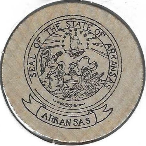 The Great Seal of the State of Arkansas, Token/Coin, Indian Head Wooden ...
