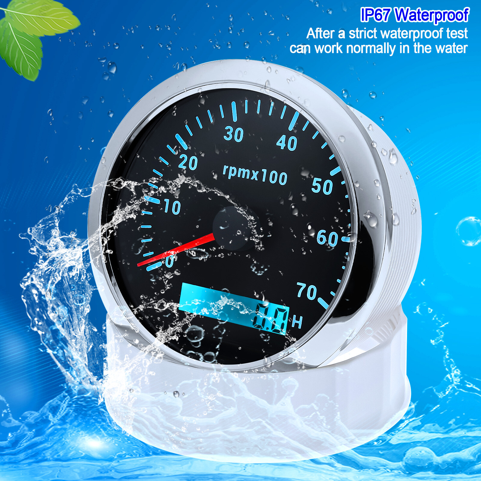 85mm Waterproof Tachometer Gauge Tacho Meter 0-7000RPM for Boat Car ...