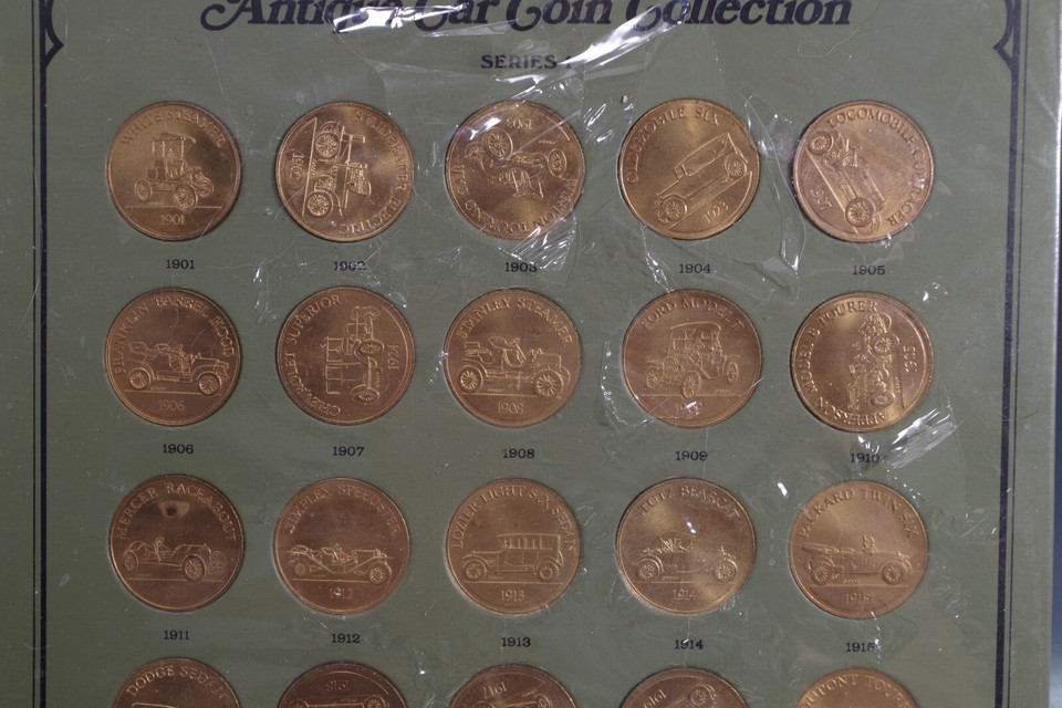 FRANKLIN MINT 25 PIECES ANTIQUE CAR COIN COLLECTION SERIES 1 BRONZE | eBay