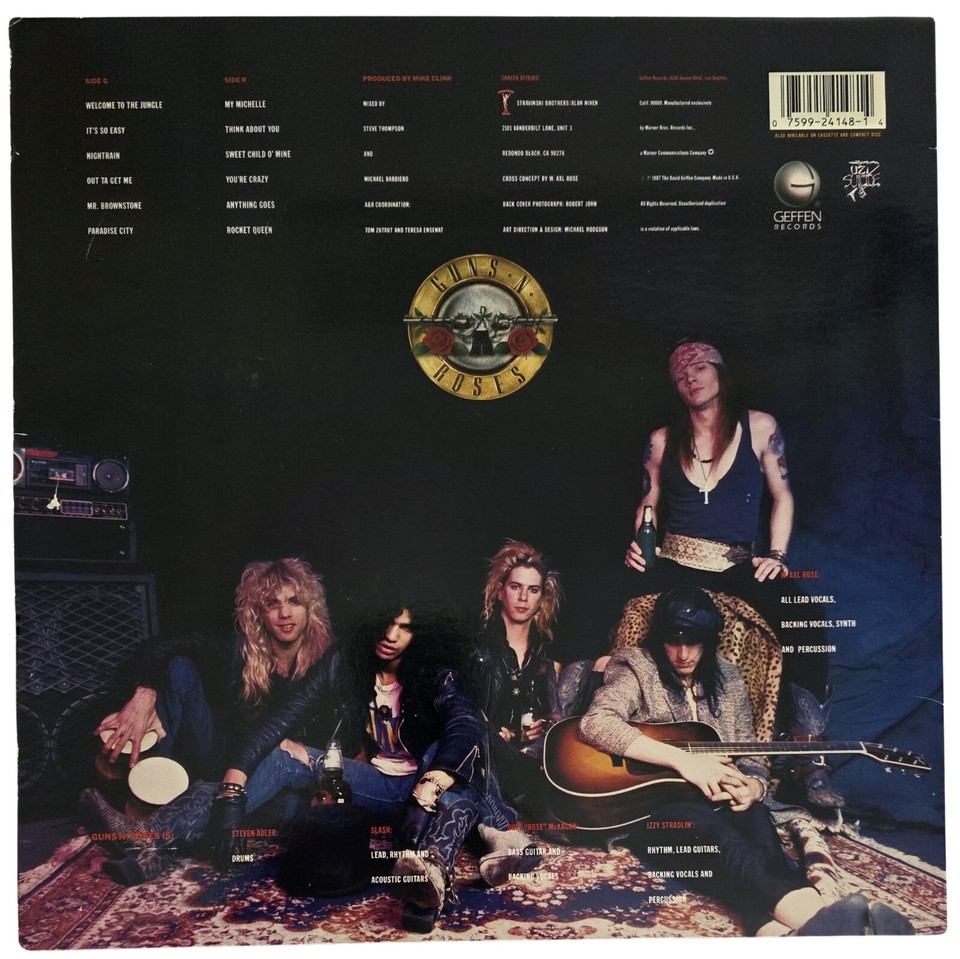 Guns N Roses Signed Appetite for Destruction Album Proof Autograph Axl ...