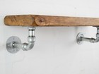 Industrial Galvanised Silver Pipe Shelf Brackets Curved Style Pair ...
