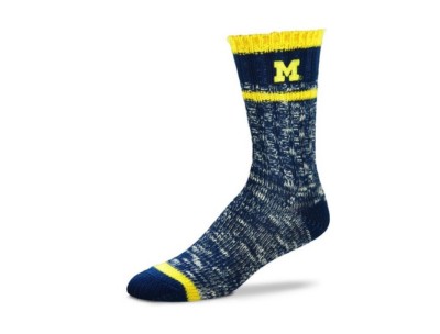 Michigan Wolverines Navy & Gold Alpine Knit Crew Sweater Socks | eBay