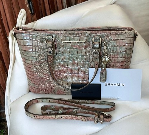 Brahmin Mini Asher Croc Alligator Embossed Leather Shoulder Handbag ...