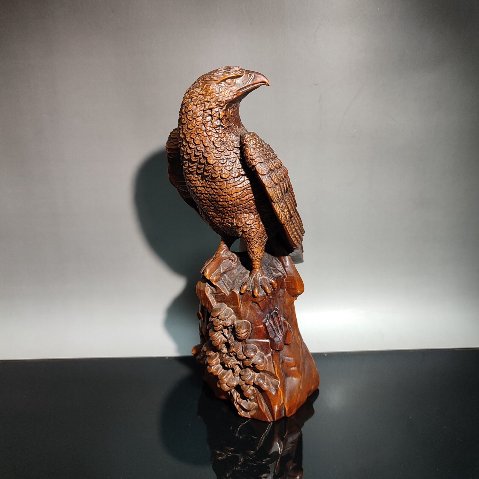 fierce hawk statue eagle bird Animal figurines sculpture chinese wood ...