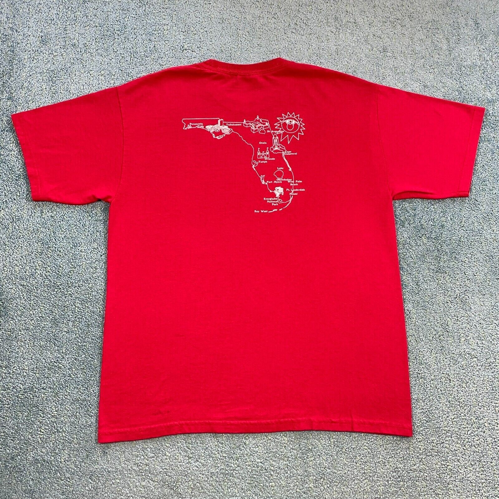 VINTAGE Florida State Map Shirt Adult Medium Red Alli… - Gem
