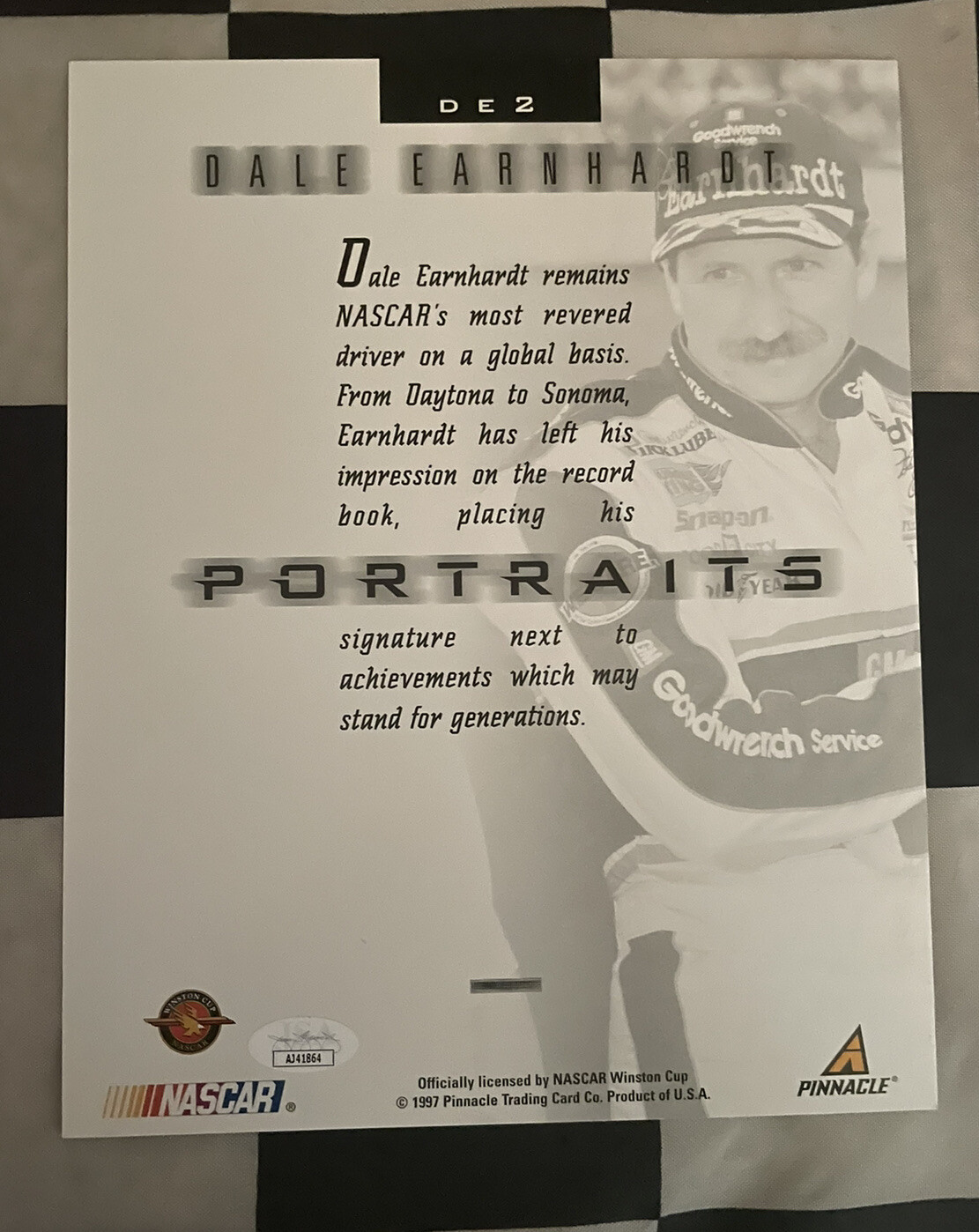 Autographed Dale Earnhardt #3 Pinnacle Portraits 1997 8x10 JSA ...