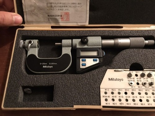 mitutoyo screw thread micrometer , 0-25mm , 0.001mm, 326 - 511D with 3 ...