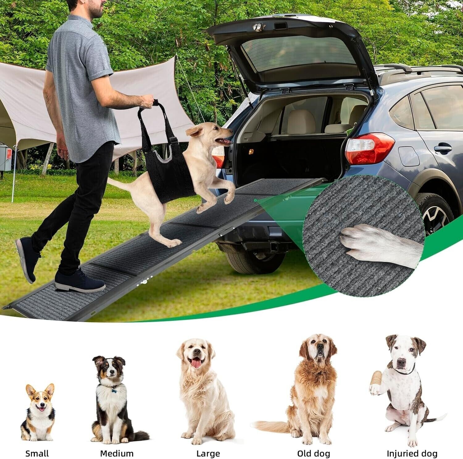 71"x20" Extra Wide Folding Dog Ramp for Car, SUVs, Trucks Non-Slip ...