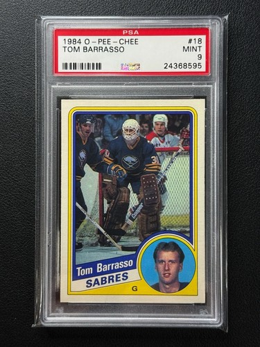 TOM BARRASSO PSA 9 1984 O-PEE-CHEE OPC HOCKEY #18 ROOKIE CARD RC MINT ...