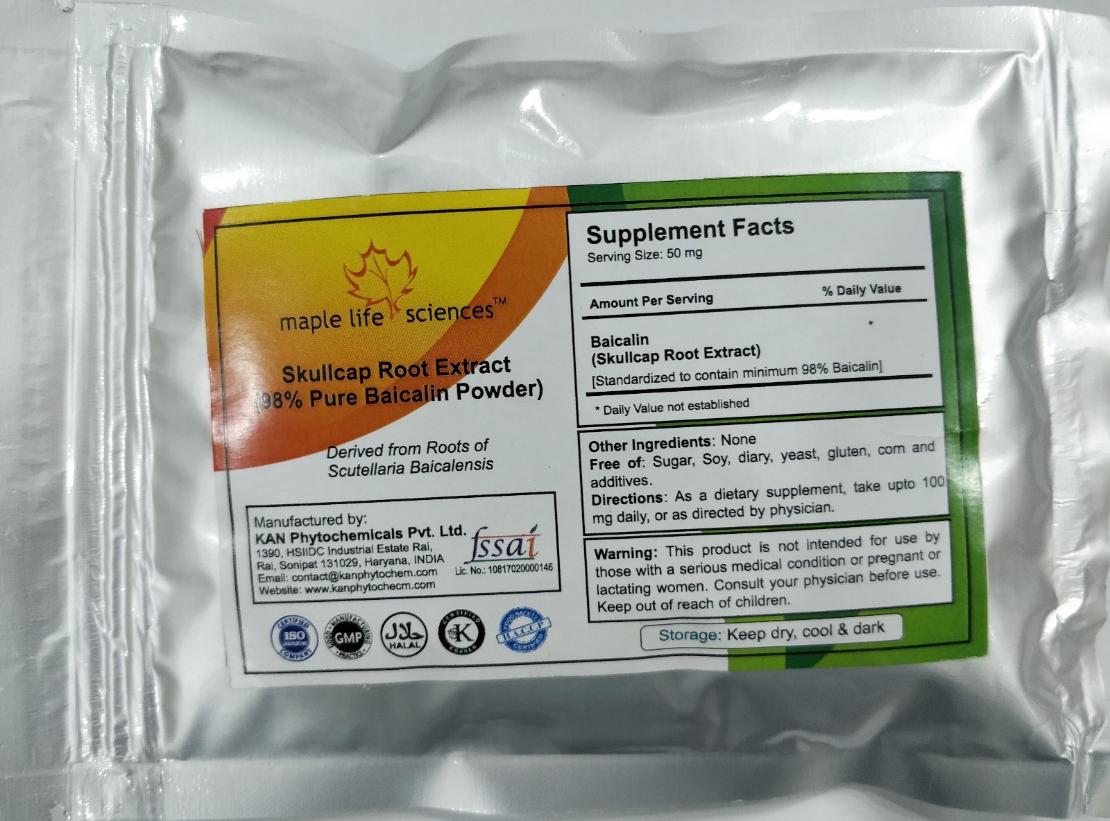 Skullcap Root Extract Powder (98% Baicalin) Scutellaria Baicalensis ...