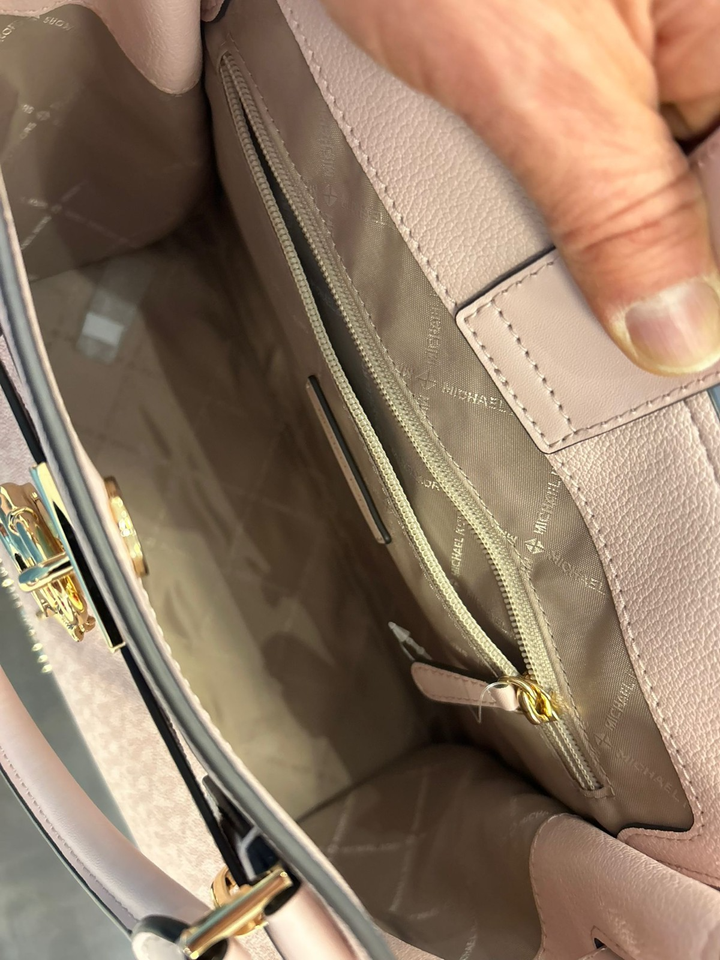 Michael Kors Hamilton Medium MK Logo Women Crossbody Satchel Bag Powder ...