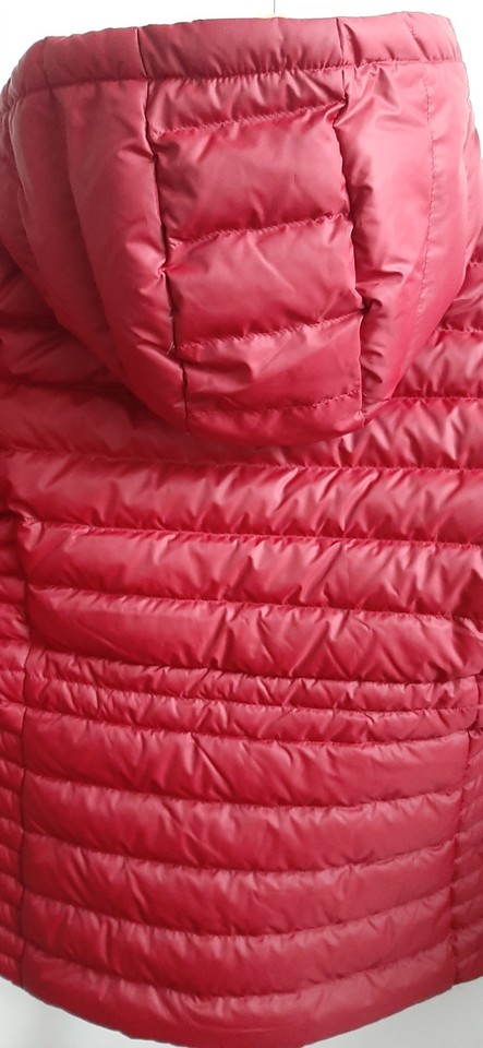 Tommy Hilfiger burgundy light puffer down jacket women XS | eBay UK