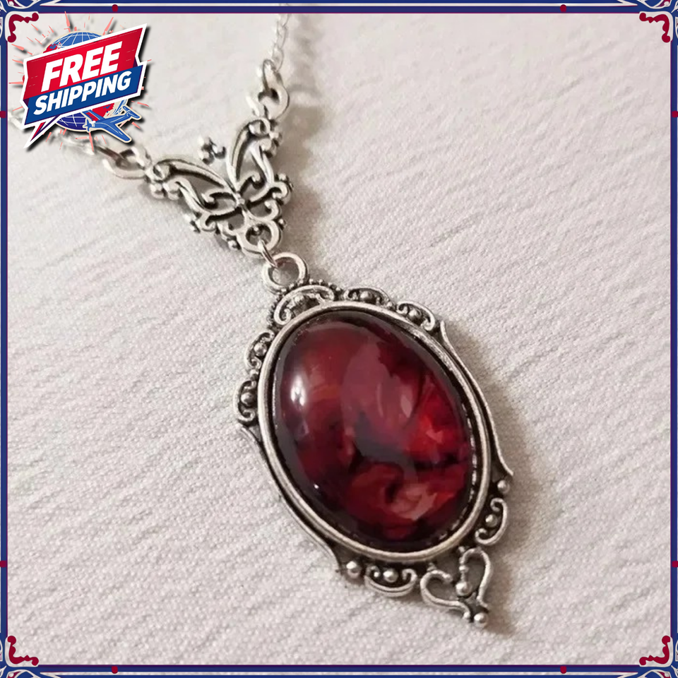 Red Quartz Charm Necklace Butterfly Necklace Women Vampire Gothic ...