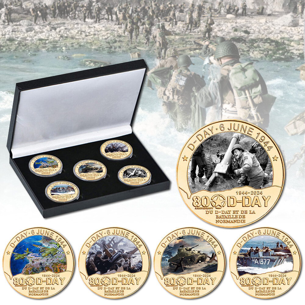 80Th Anniversary of Normandy Gold Foil Challenge Coins Souvenir ...