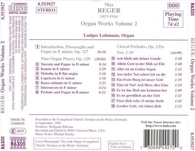 REGER:ORGAN WORKS VOL 02 NEW CD 730099492720| eBay