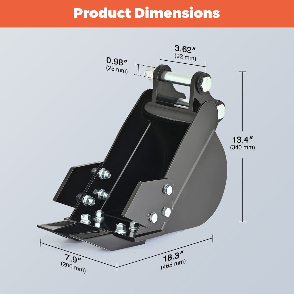 Mini Excavator Trench Bucket 8" with 2-Teeth 200 mm Narrow Bucket ...