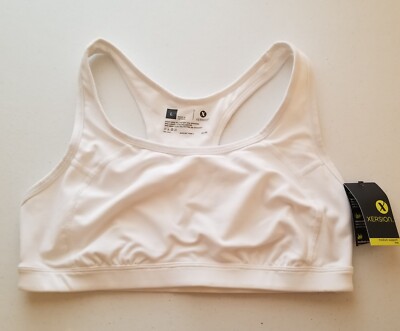 Xersion Sports Bra Large White Wireless Med Support Quick Dry Training ...