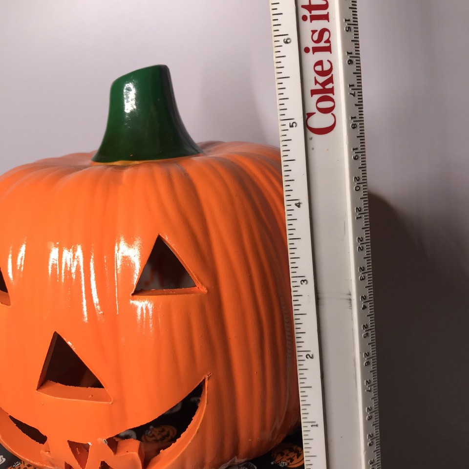 Vintage Halloween Ceramic Pumpkin Jack O Lantern Candle Tea Light ...