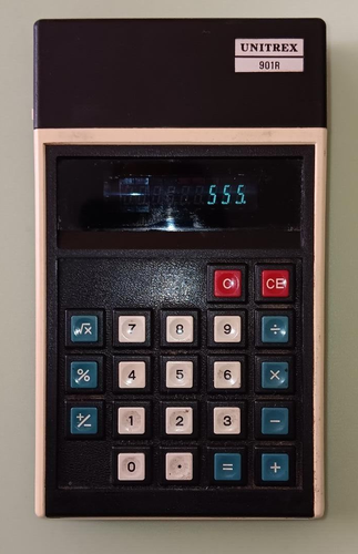 Vintage 1970's "Brick" Calculator UNITREX 901R 901 R Blue Display WORKS ...