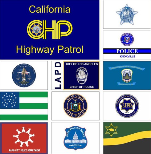 USA Police Department Flag CHP CPD Knoxville LAPD LASD MPDC NYPD NYSP ...