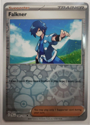 Falkner Reverse Holo Pokemon Card 180/193 Scarlet & Violet Paldea ...