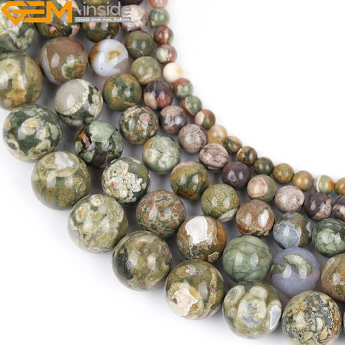 Round Natural AA Grade Green Rhyolite Gemstone Beads Jewelry Making ...