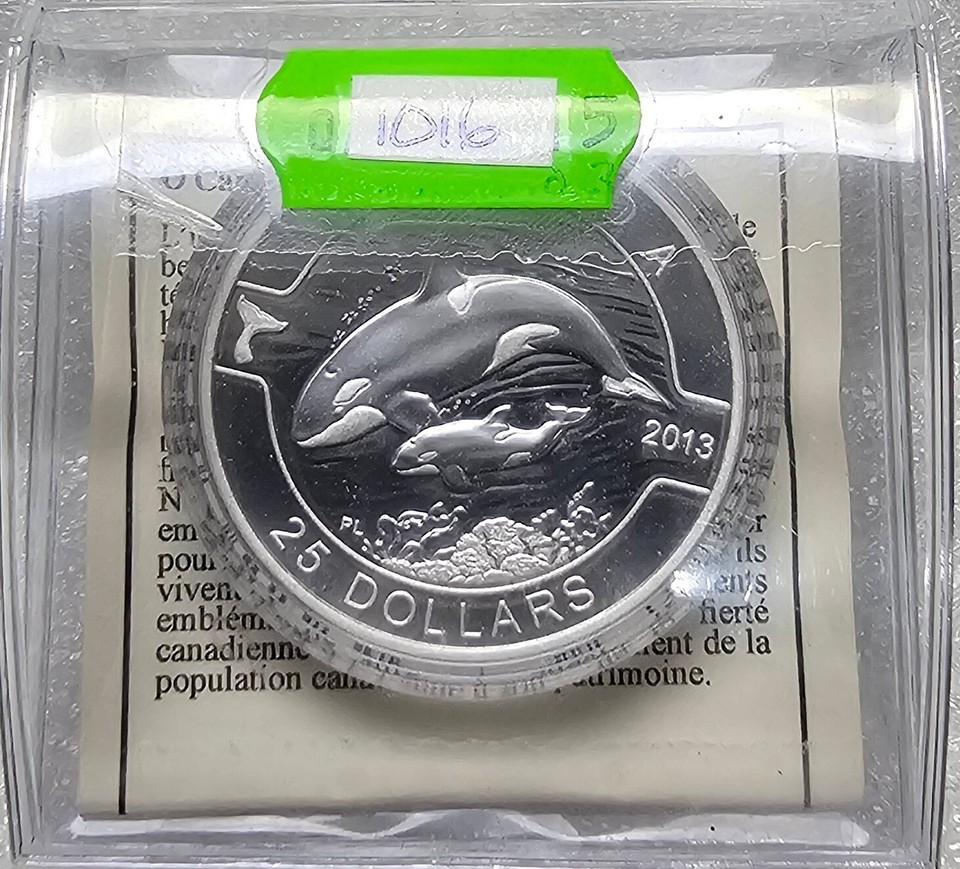 Unc Canada 2013 $25 Orca 1 Oz .999 Pure Silver Proof Coin O Canada ...