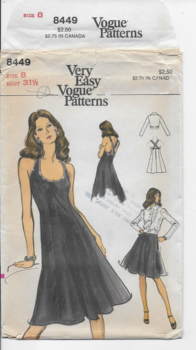 Vintage Vogue 8449 Misses Halter Dress & Jacket Size 8 UC FF | eBay