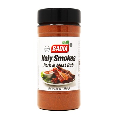 5.5 oz Badia Holy Smokes Seasoning/Ribs/Pork/Meat/Rub/BBQ/Sazon/Para ...