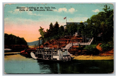 Vintage 1910's Postcard Steamer Landing at the Dells Inn Wisconsin ...