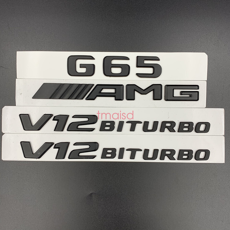 Glossy Black Mercedes Benz G65 AMG V8 BITURBO Emblem Badge Sticker Set ...