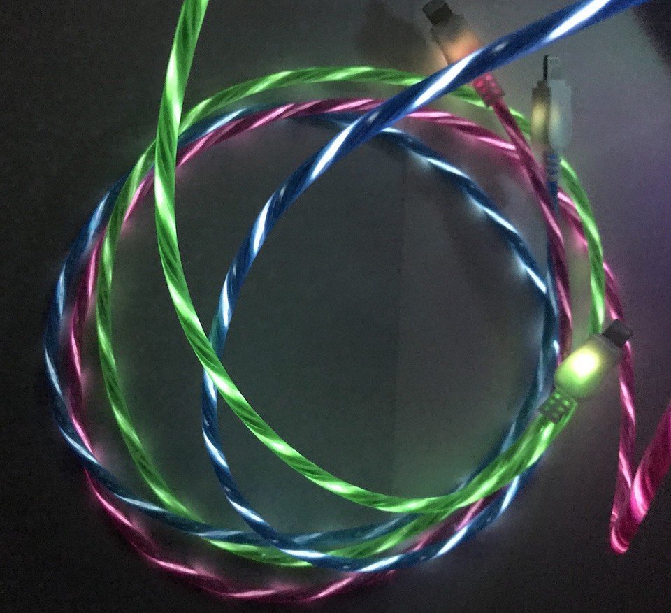 3ft LED el light-up data sync USB charger cable FOR apple iPhone 8 7 6 ...
